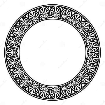 Conventional Foliage, Circle Frame with Classical Greek Pattern Stock ...