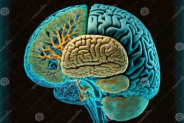Conventional Image of Human Brain with Multi-colored Convolutions and ...