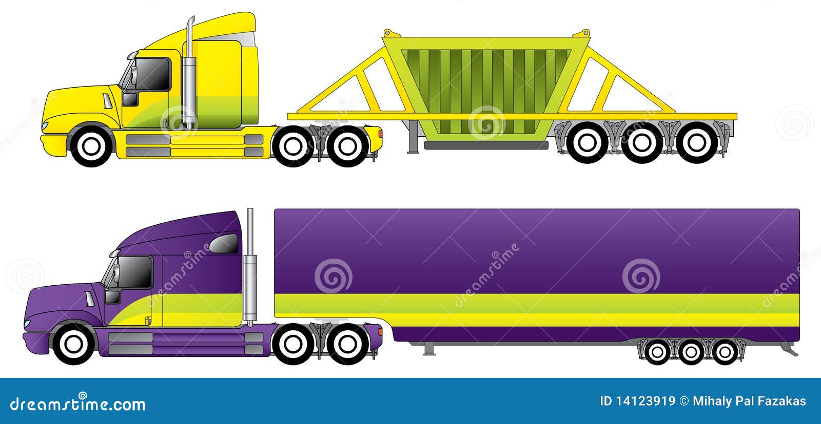 Conventional Trucks with Reefer and Dump Stock Vector - Illustration of ...
