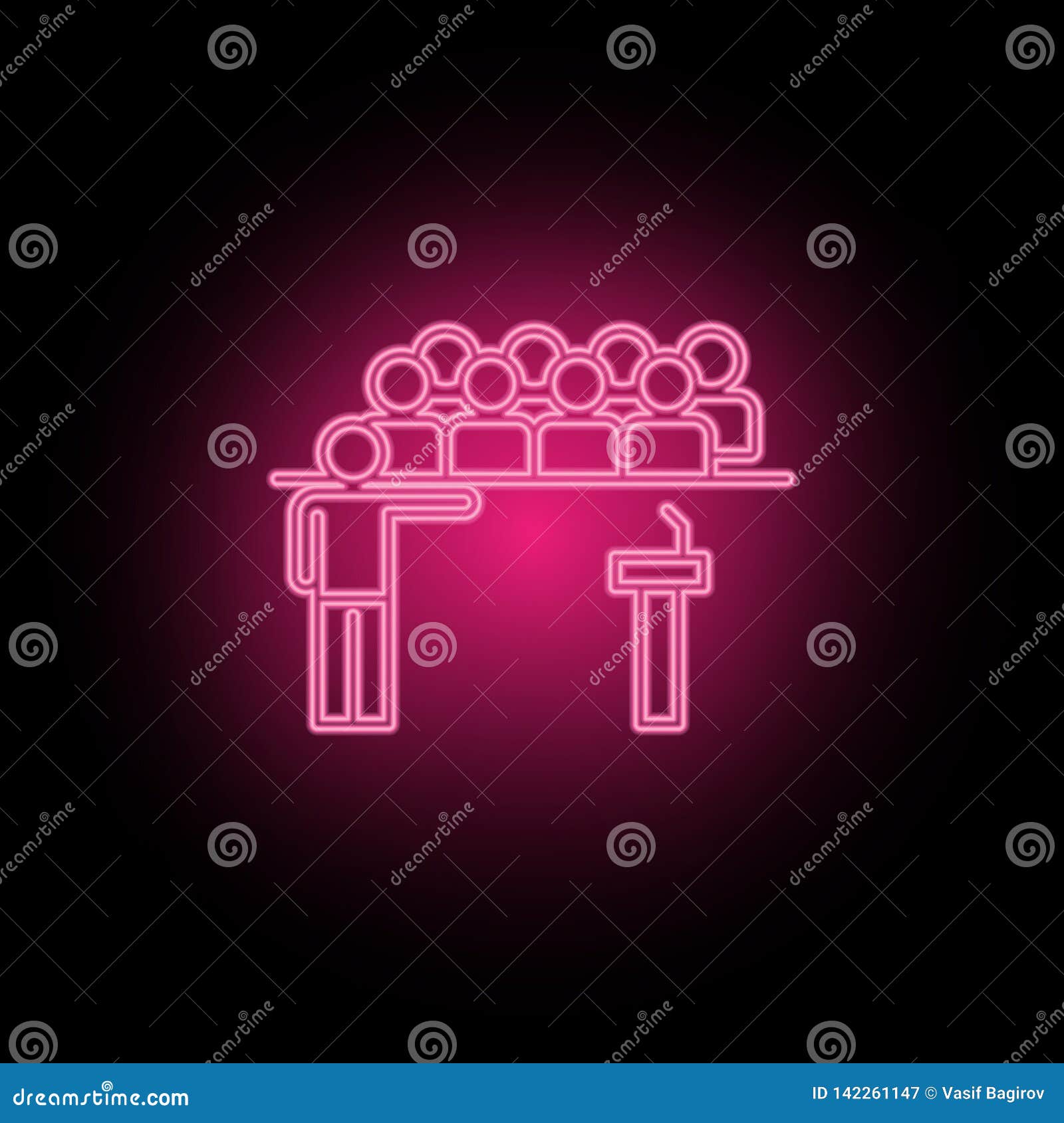 Conventions, Meeting, People Neon Icon. Blue Neon Icon. Smoke Effect ...