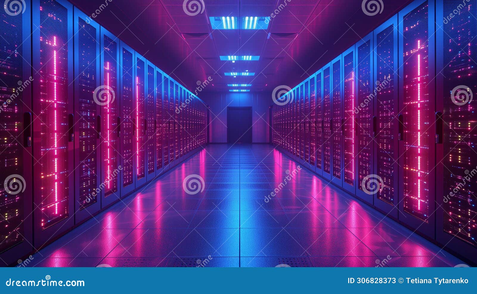 The Convergence of Innovation and Security: Rows of Glowing Pink and ...