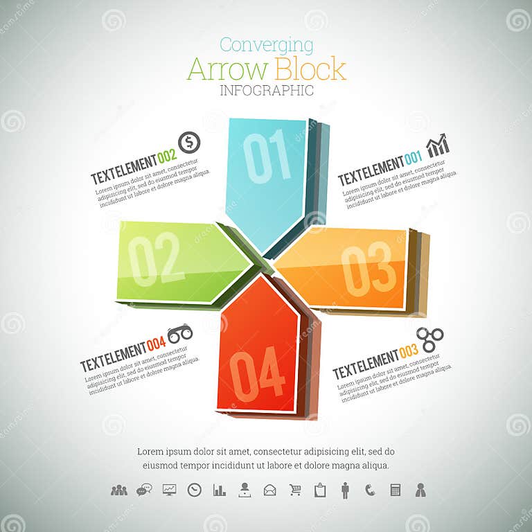 Converging Arrow Block Infographic Stock Vector - Illustration of ...