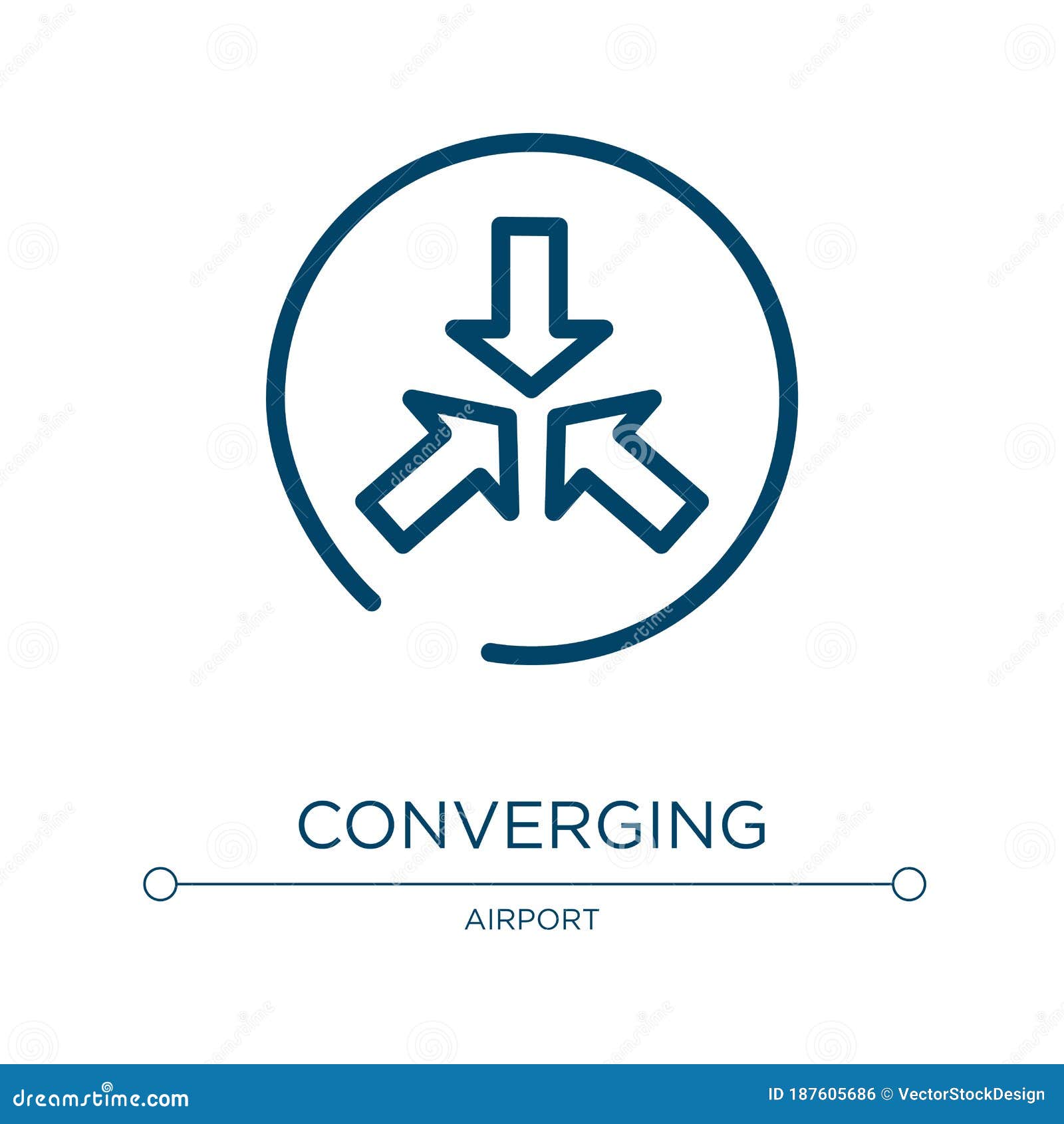 Converging Icon. Linear Vector Illustration from Us Road Signs ...