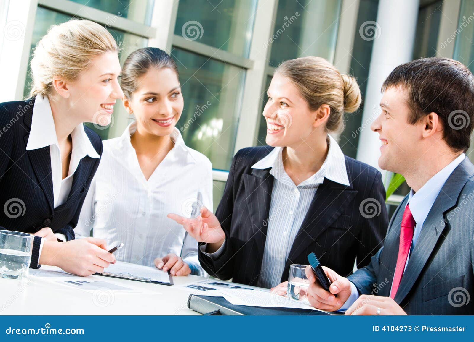 Conversation stock image. Image of four, brainstorming - 4104273