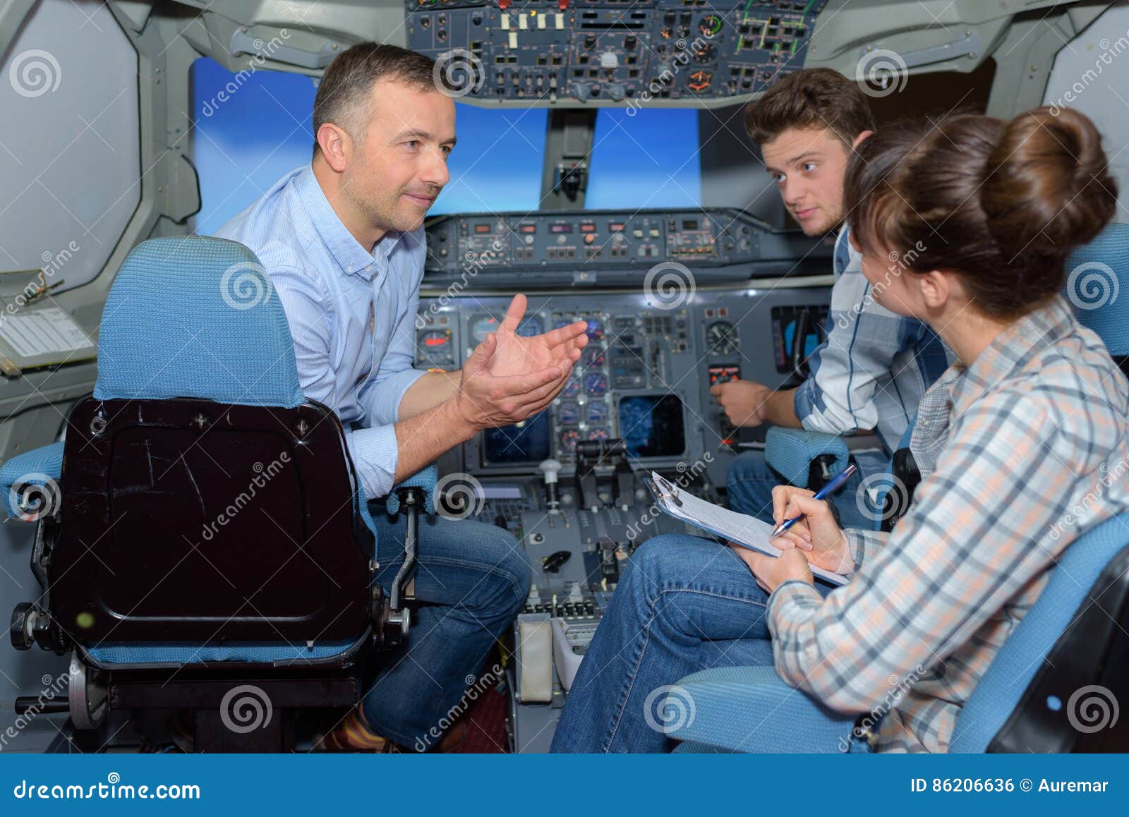 Conversation in Aircraft Simulator Stock Photo - Image of panel ...