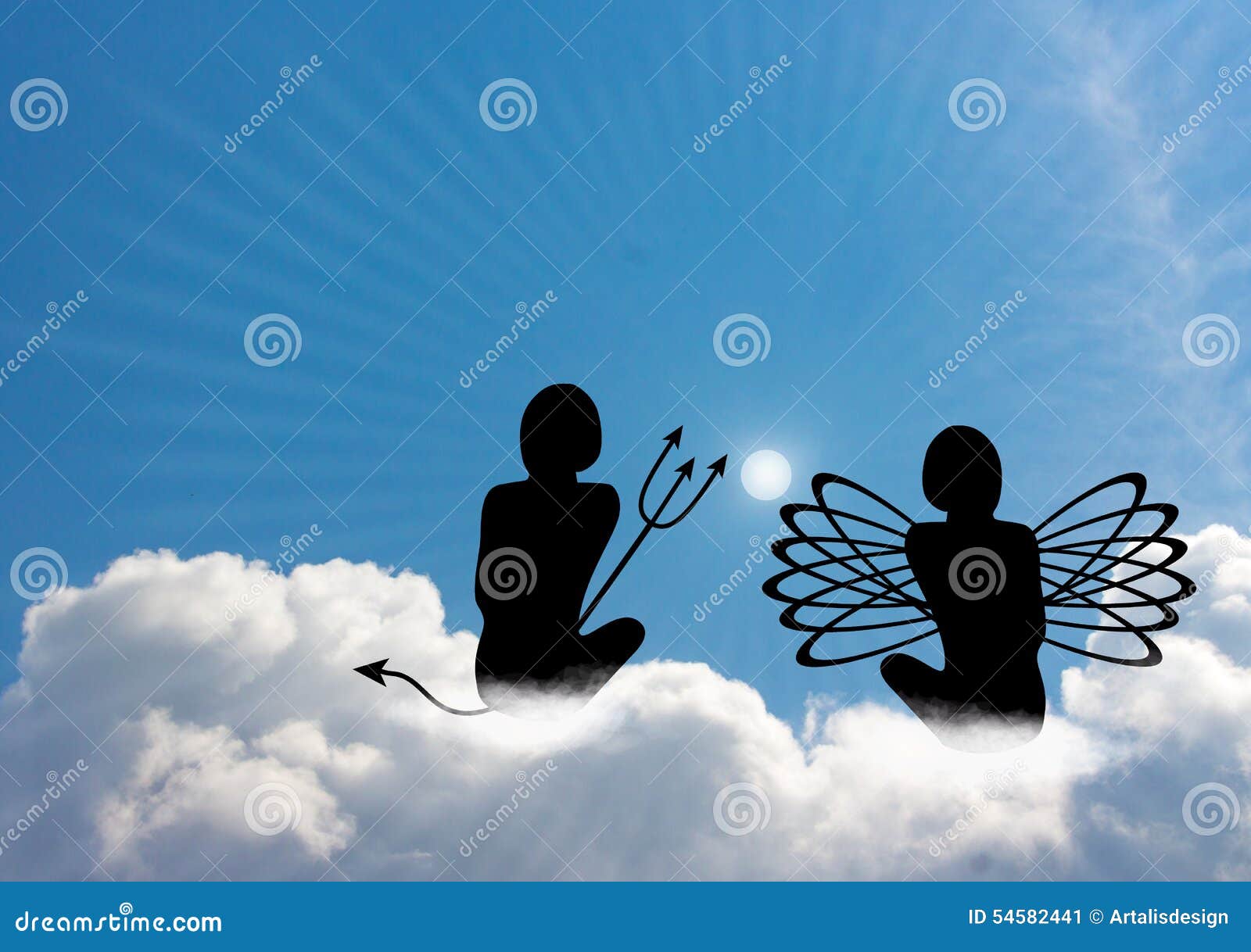 Conversation between Angel and Devil Stock Illustration - Illustration ...