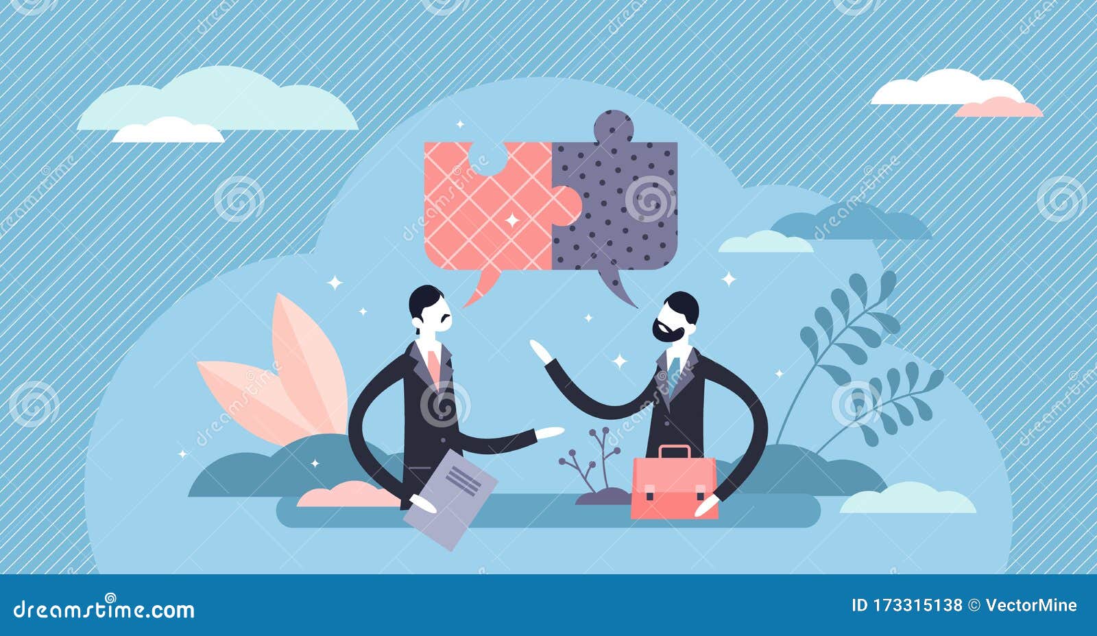 Conversation and Arranging Agreement Concept, Flat Tiny Person Vector ...