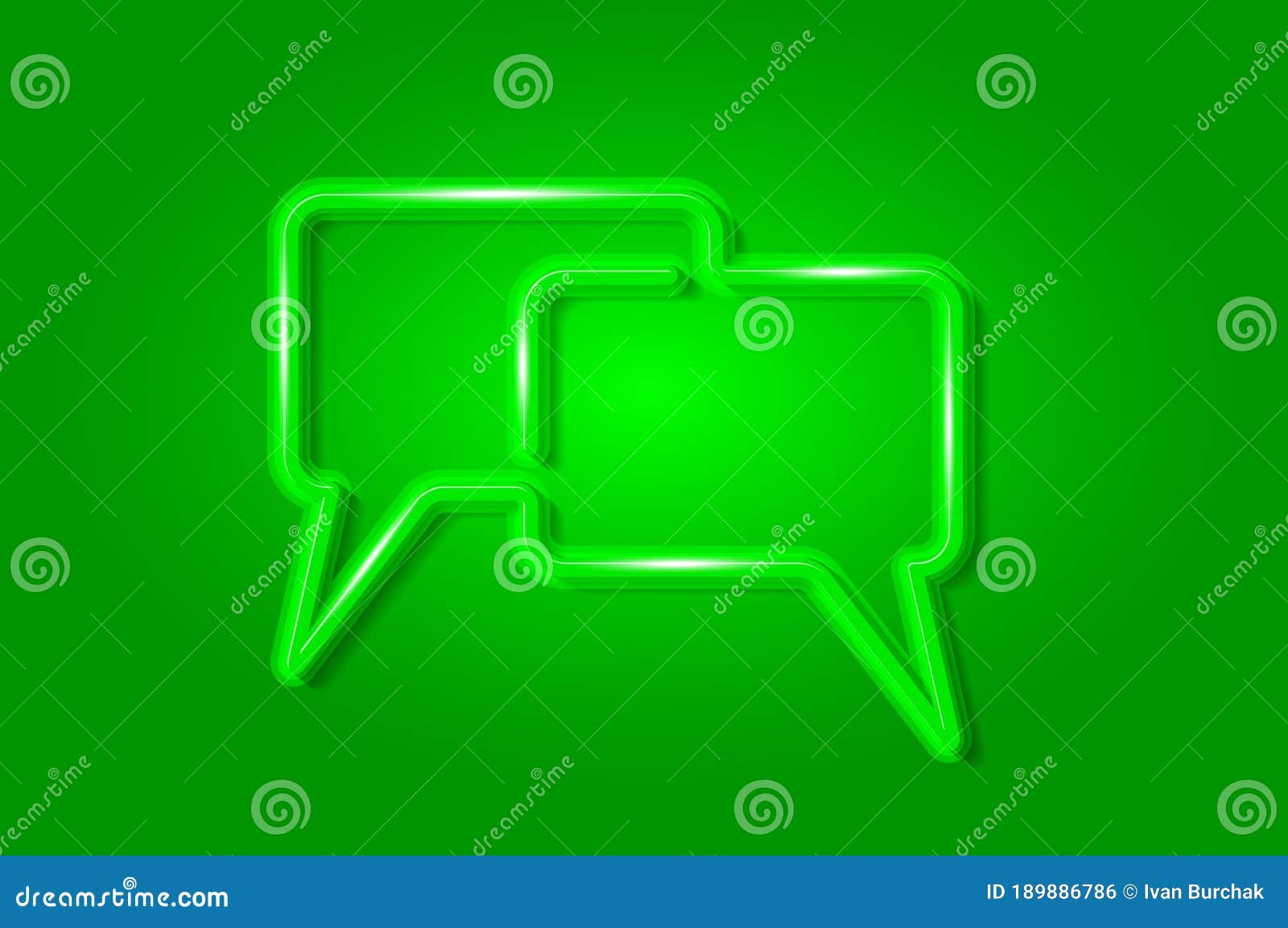 Conversation, Chat Rectangle Bubbles Glowing 3D Symbol, Card Template ...