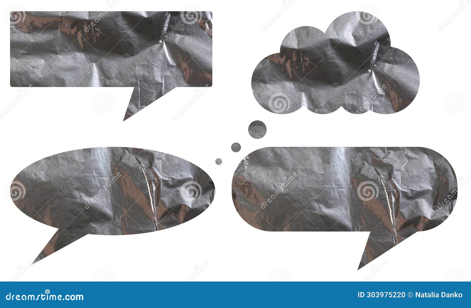 Conversation Clouds Cut from Foil on Isolated Background Stock Photo ...