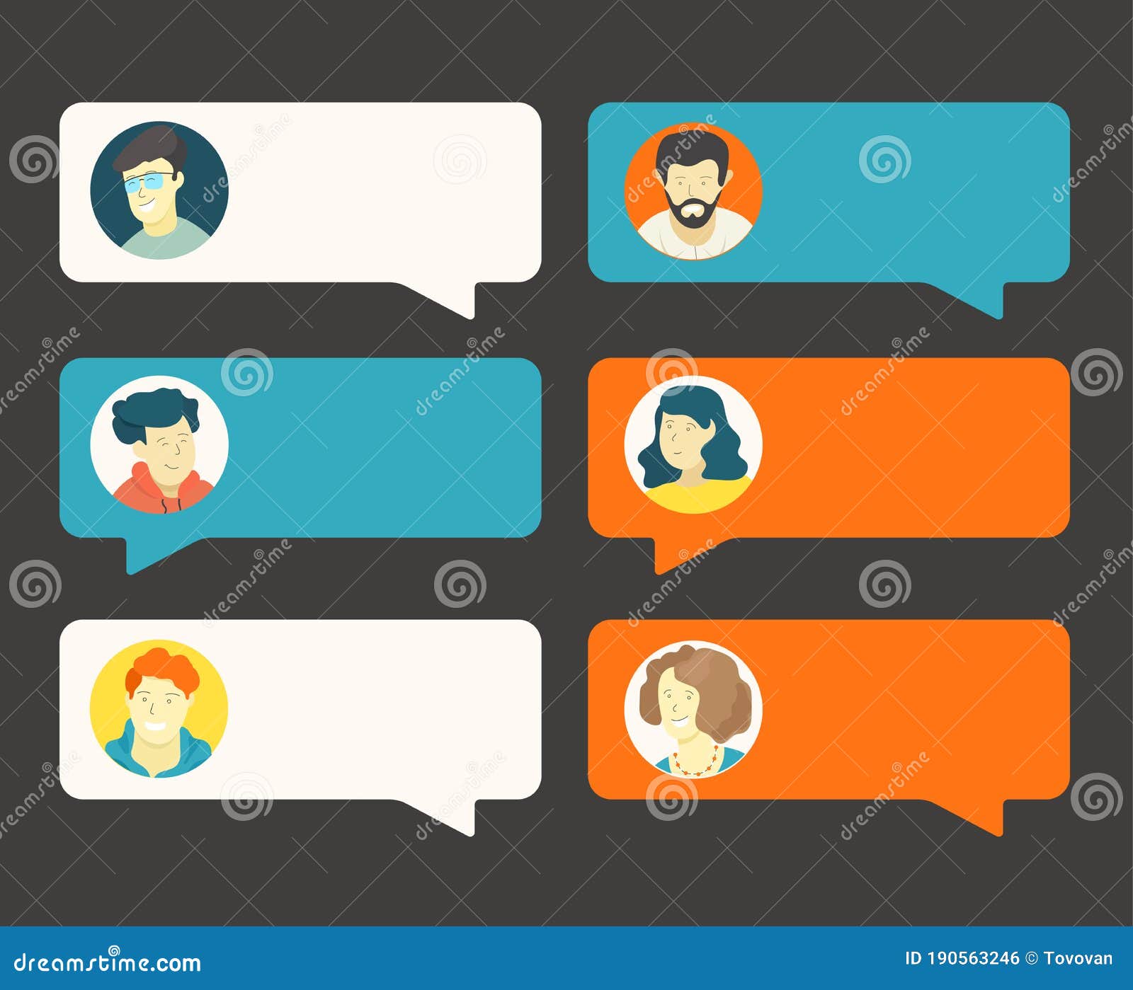 Conversation Clouds with Cute Avatars Stock Vector - Illustration of ...