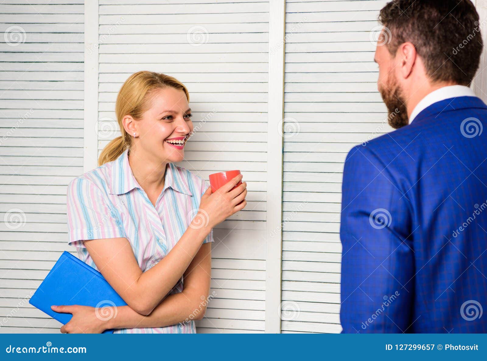 Conversation between Colleagues. Boss and Worker Discuss Working Plan ...