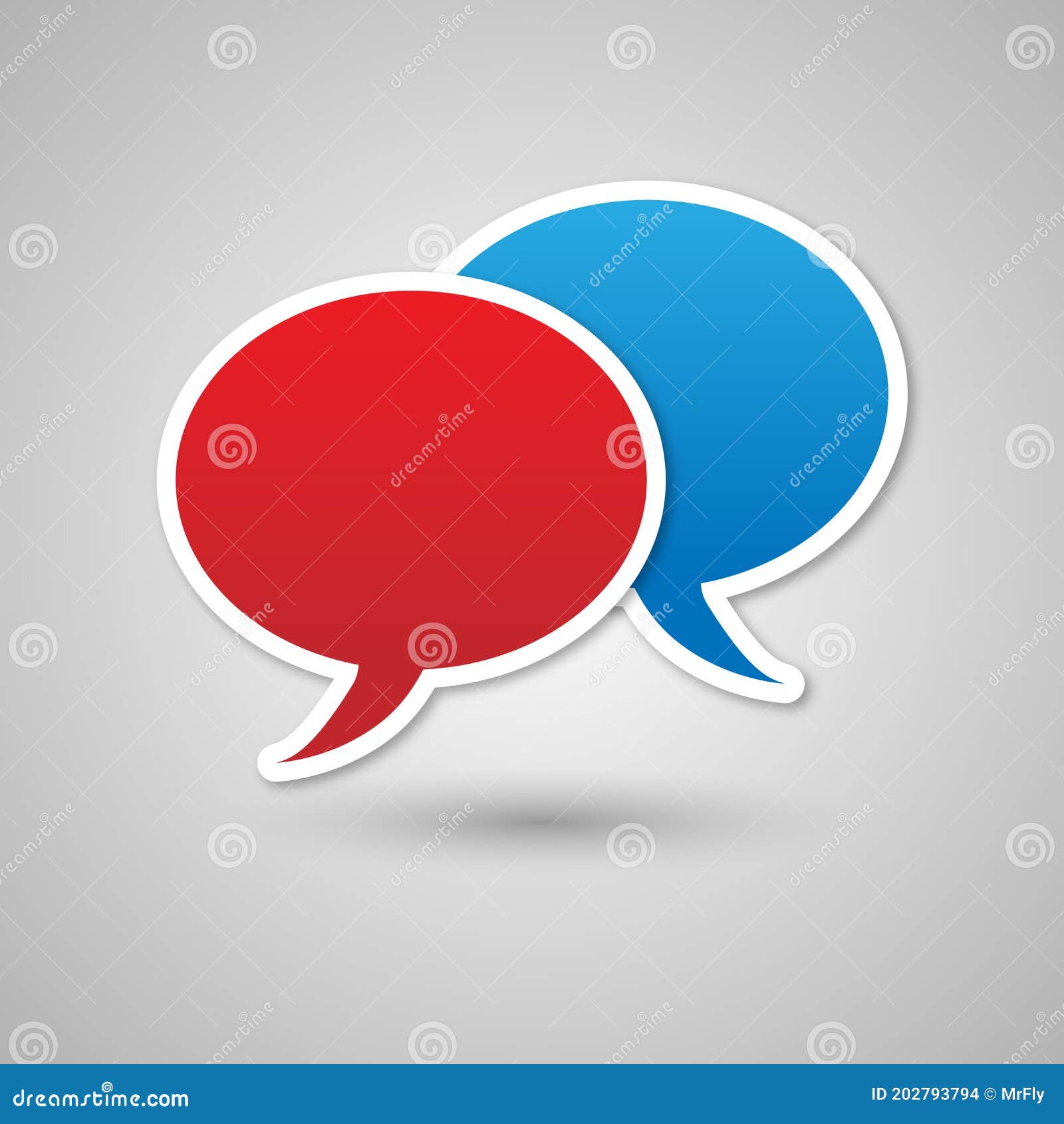 Conversation Concept, Red and Blue Speech Bubbles, Vector Illustration ...
