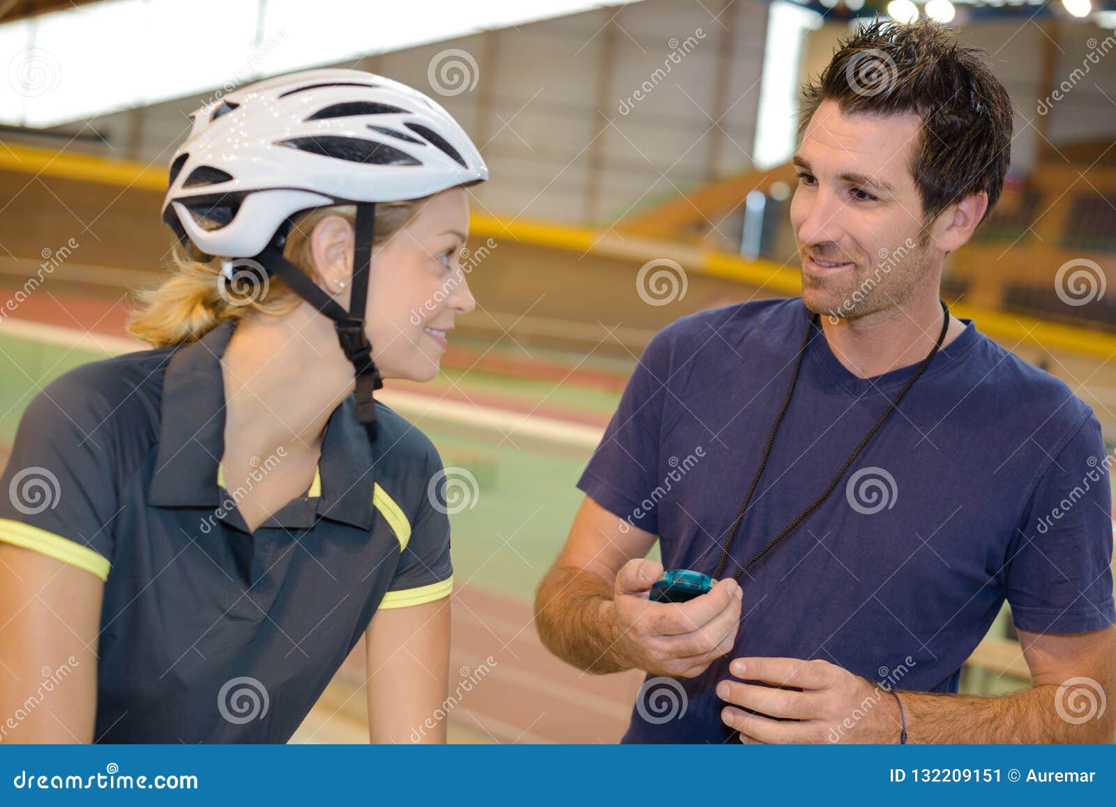 Conversation with the Cyclist Stock Image - Image of safe, protection ...