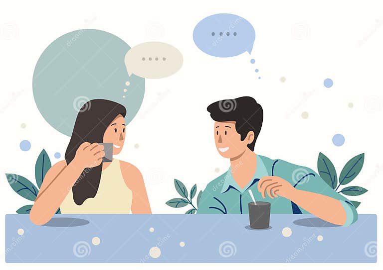 Conversation Dialogue at the Table Over a Cup of Coffee. Stock Vector ...
