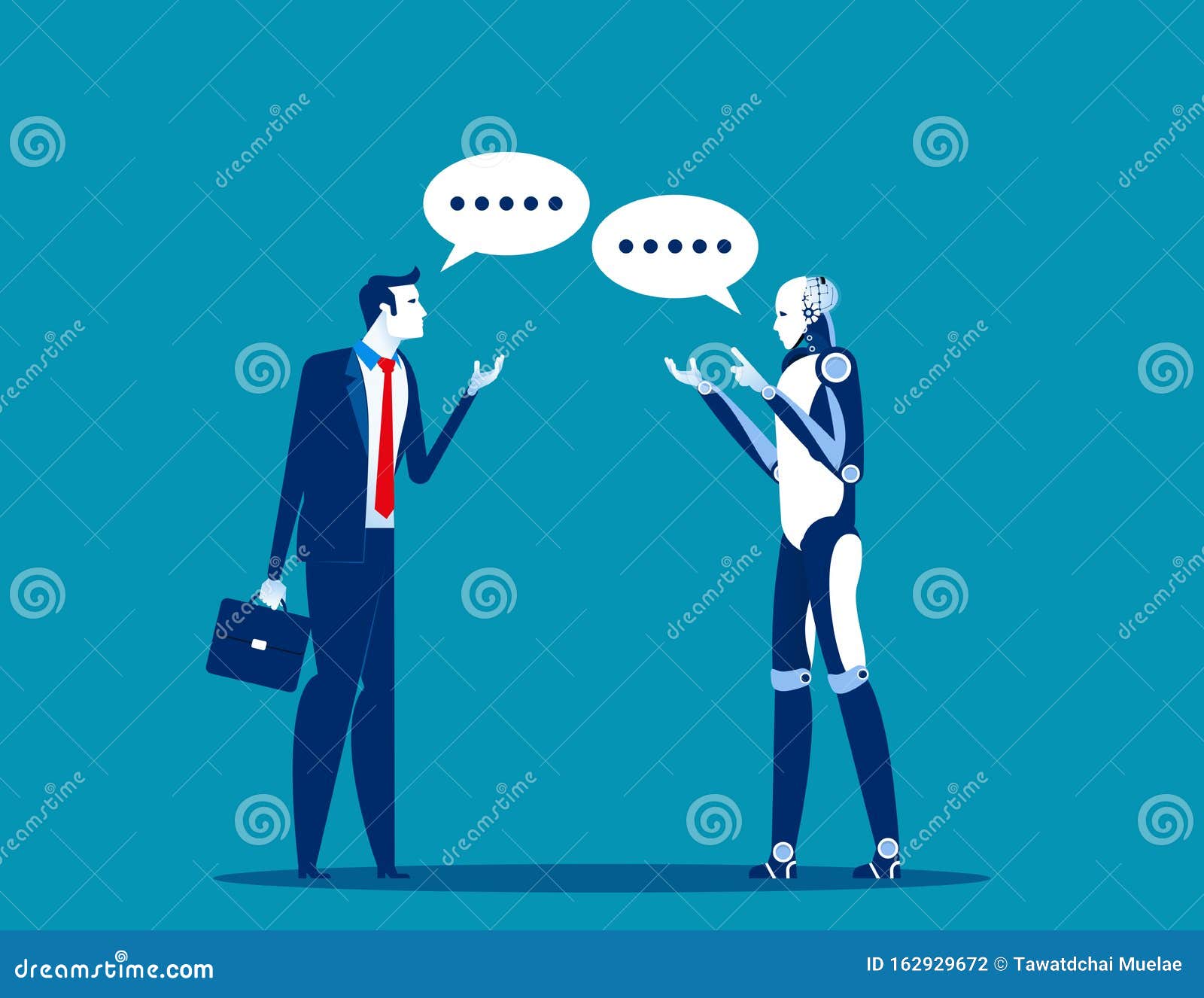 Conversation between Human and Android. Concept Business Vector ...