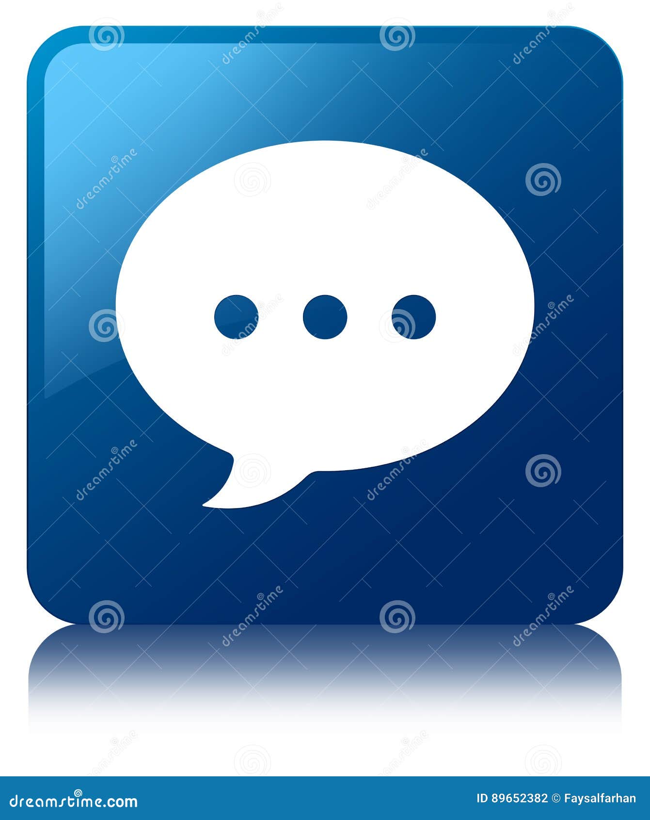Conversation Icon Blue Square Button Stock Illustration - Illustration ...