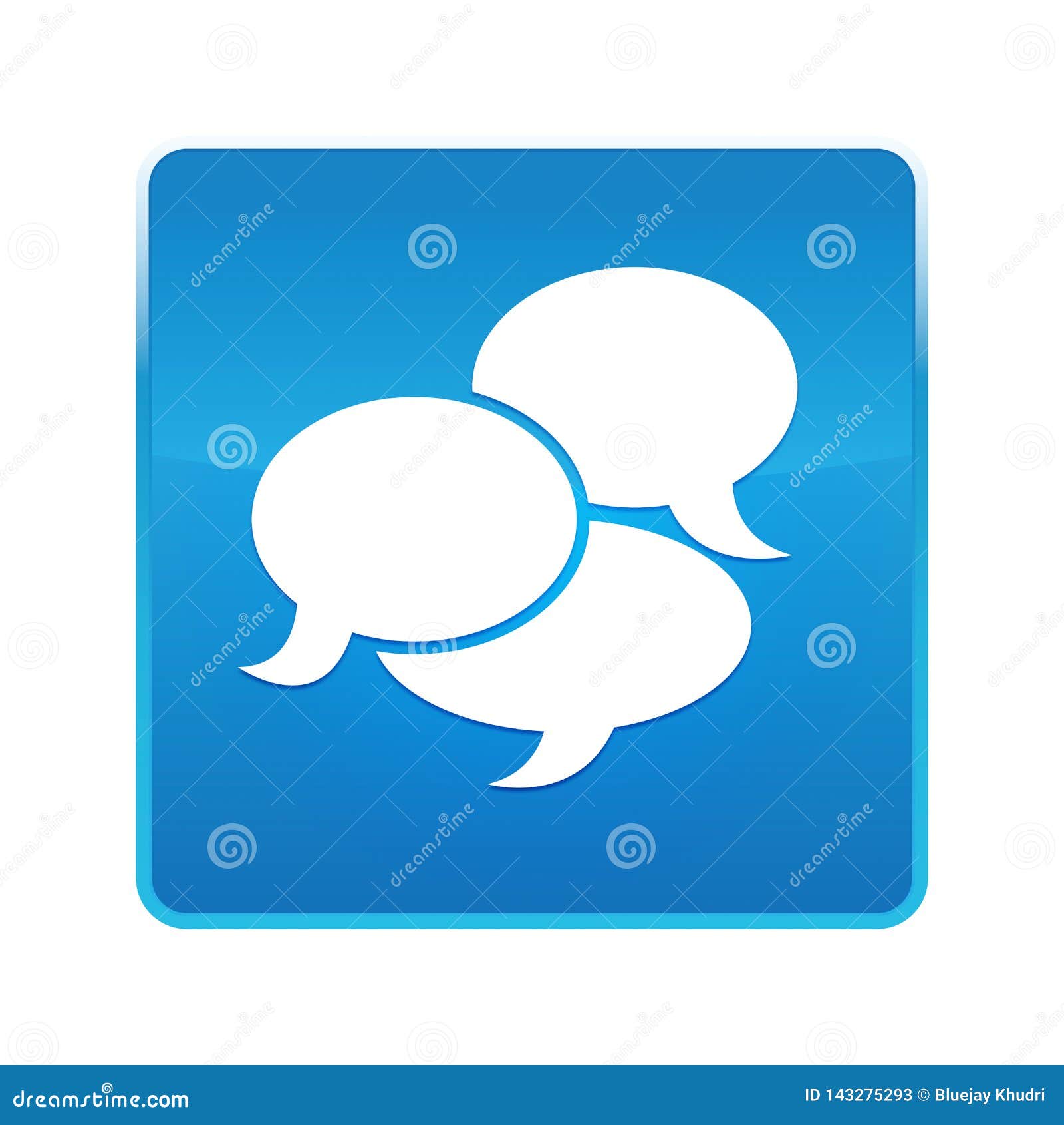 Conversation Icon Shiny Blue Square Button Stock Illustration ...