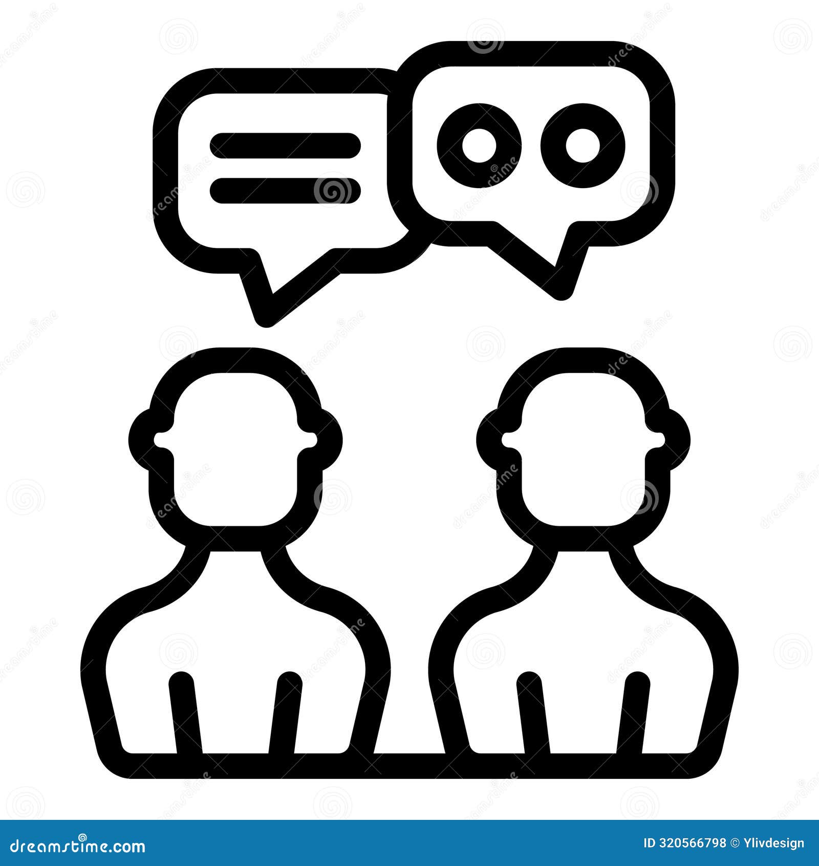 Conversation Icon with Two People and Speech Bubbles Stock Vector ...
