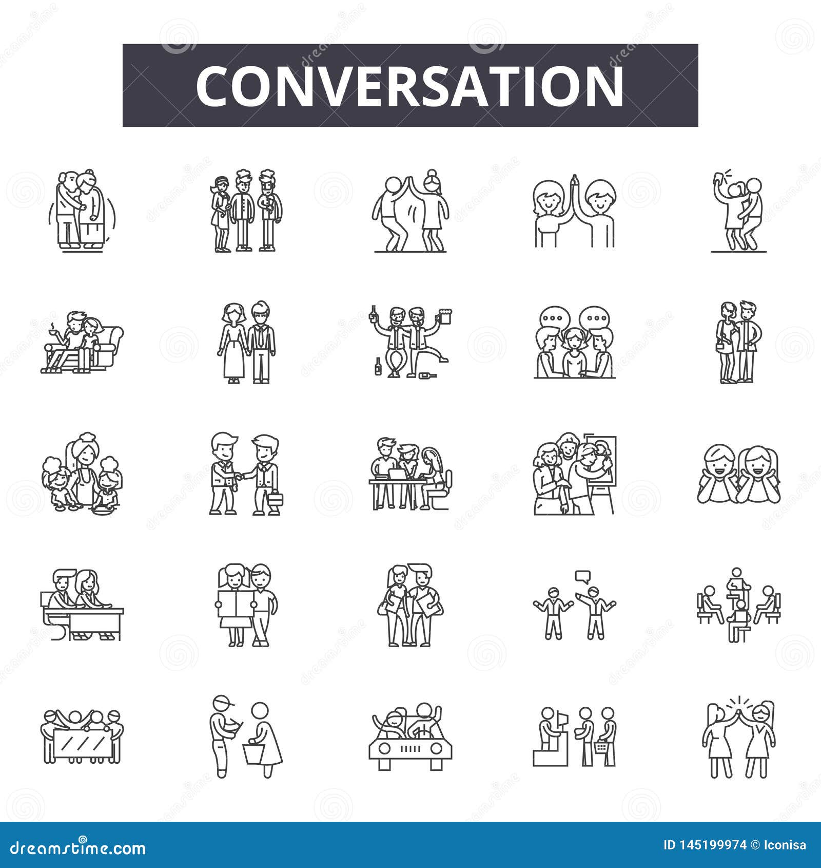 Conversation Line Icons, Signs, Vector Set, Outline Illustration ...