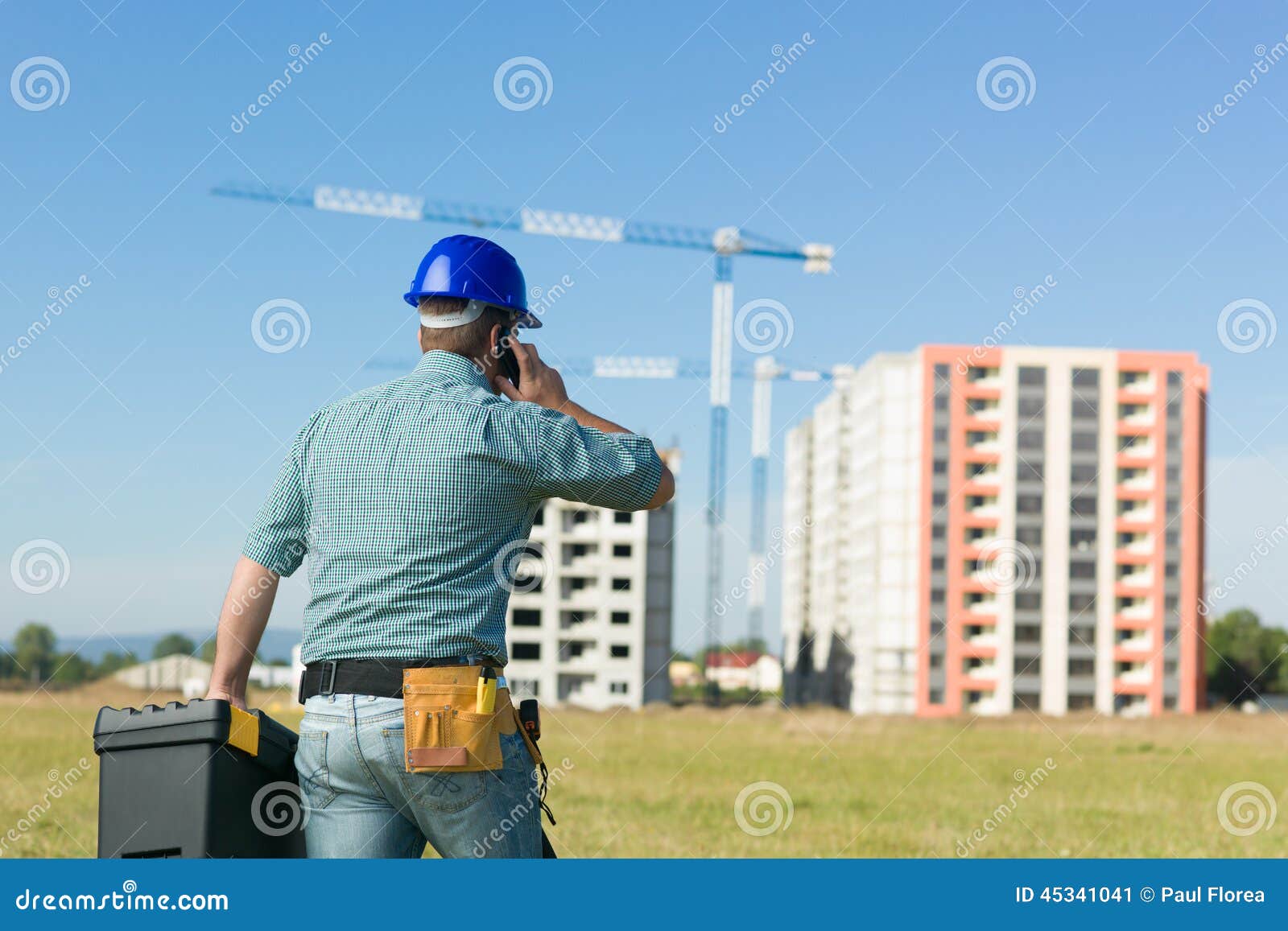 Conversation on Residential Construction Site Stock Image - Image of ...