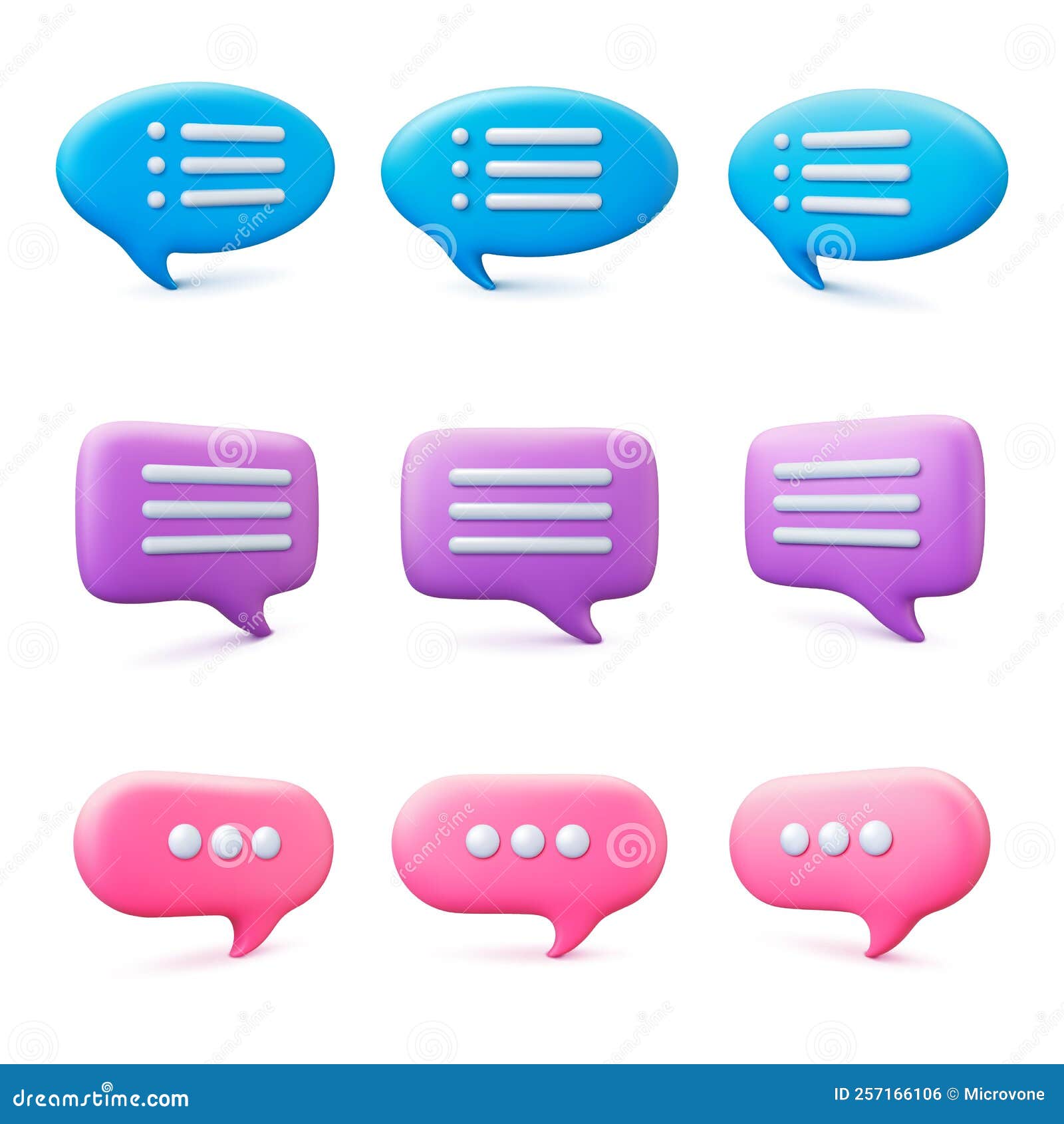 Conversation Speech Bubbles 3d Design. Message Bubble, Different Text ...