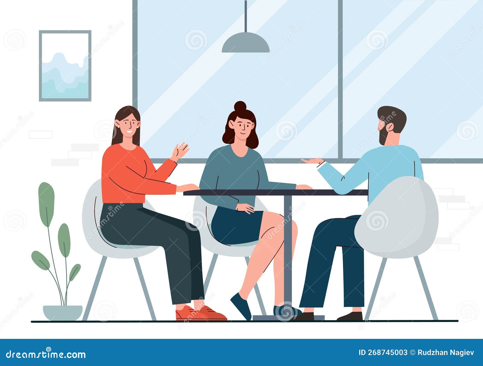 Conversation at table stock vector. Illustration of flat - 268745003