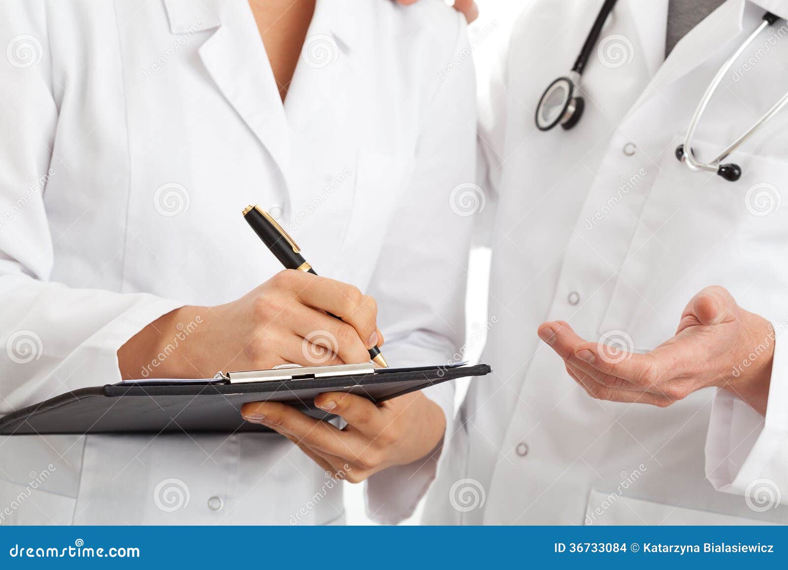 Conversation of Two Doctors Stock Photo - Image of clipboard, note ...