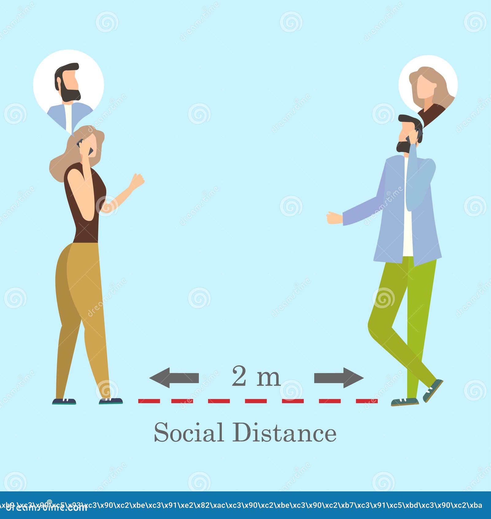 Conversation of Two People during Coronavirus, Social Distance ...