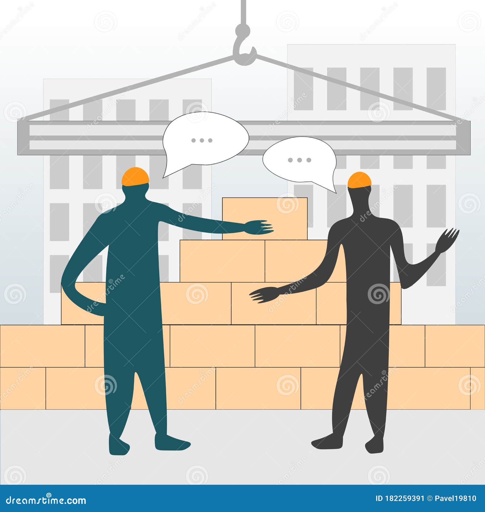 Conversation of Workers on the Construction Site Stock Vector ...