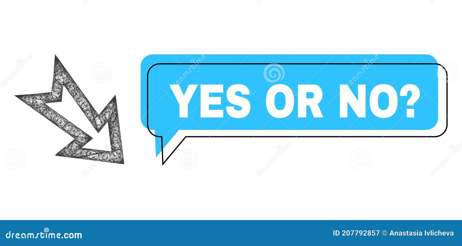 Shifted Yes or No Query. Speech Frame and Linear Arrow Right Down Icon ...