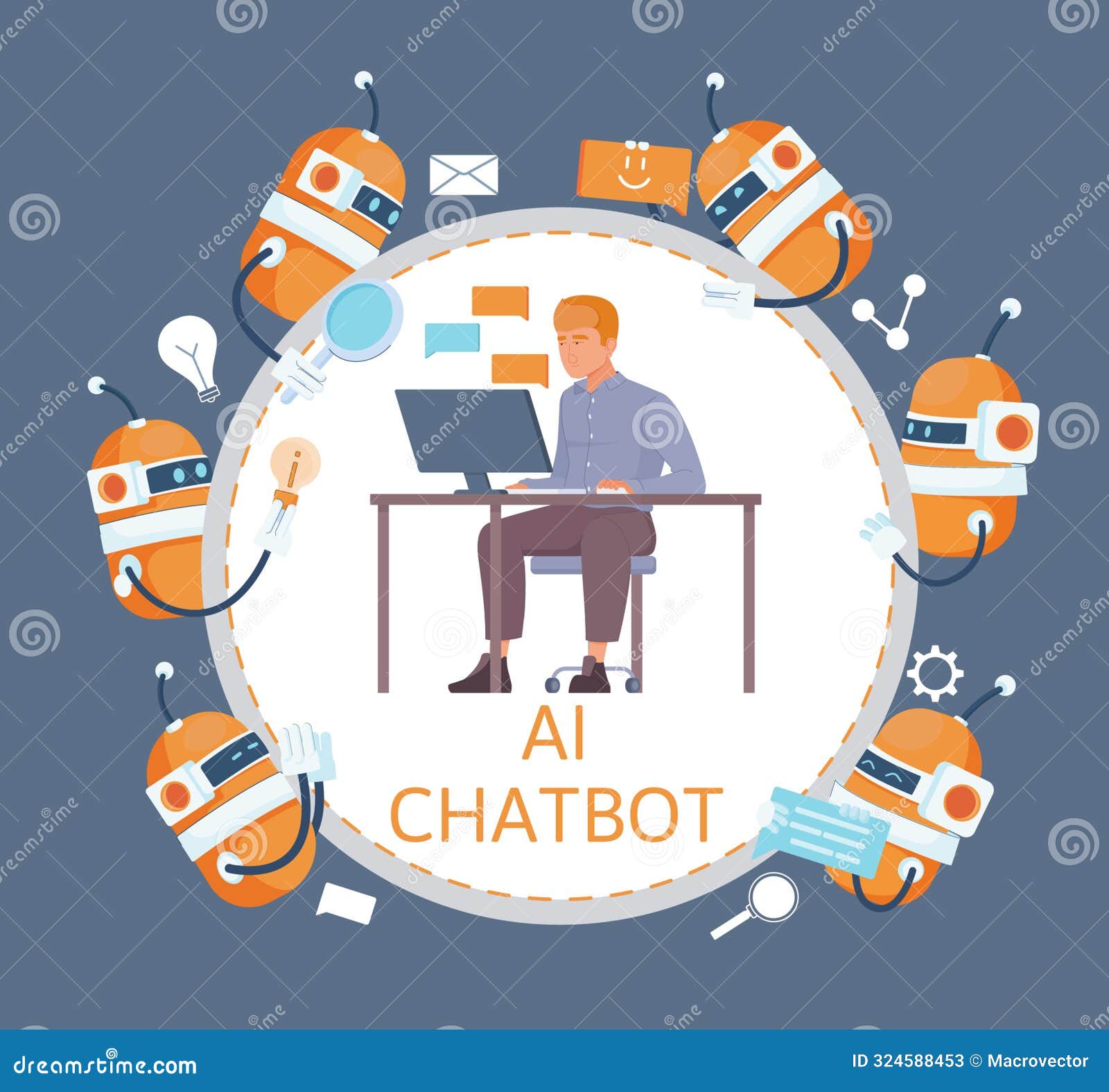 Conversational AI Chatbot Hand Drawn Frame Background Stock ...