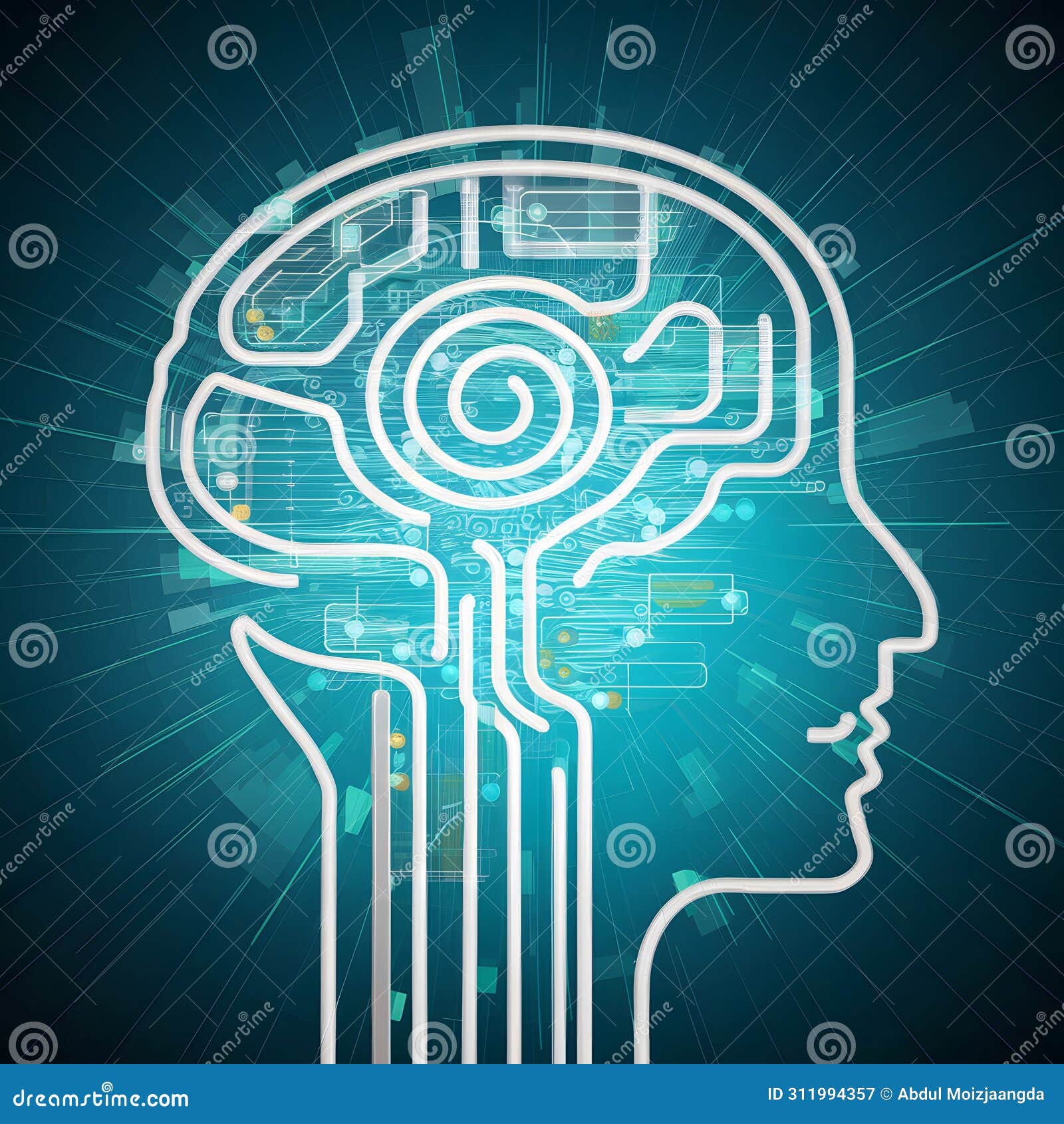 Conversational Intelligence Brain Technology Concept in Abstract ...