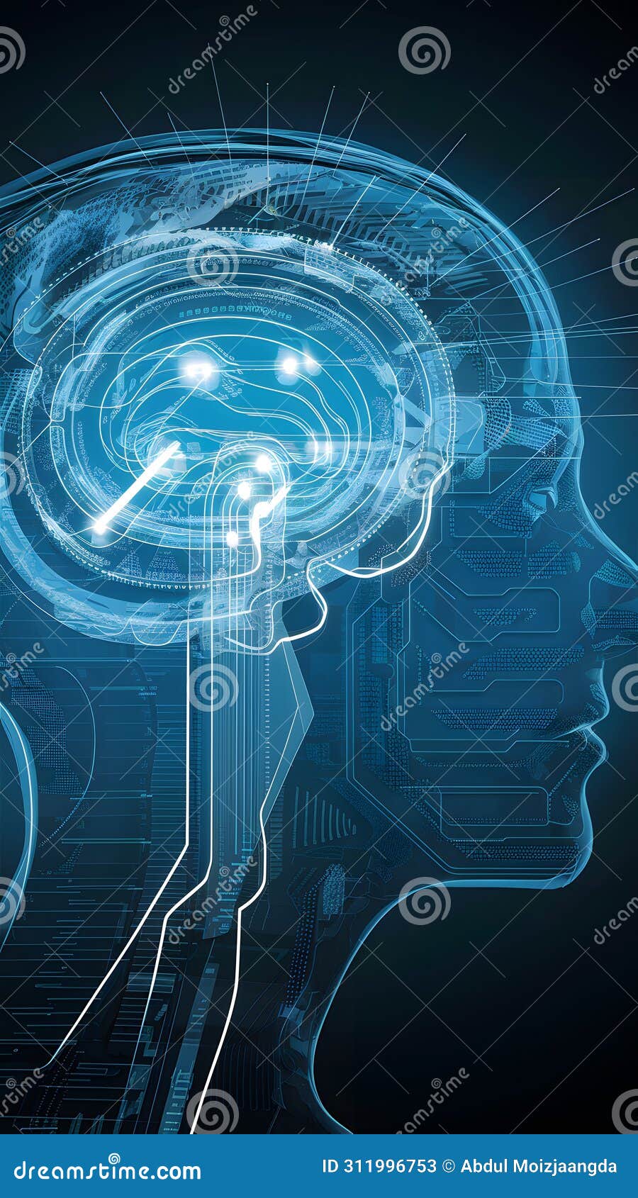 Conversational Intelligence Brain Technology Concept in Abstract ...