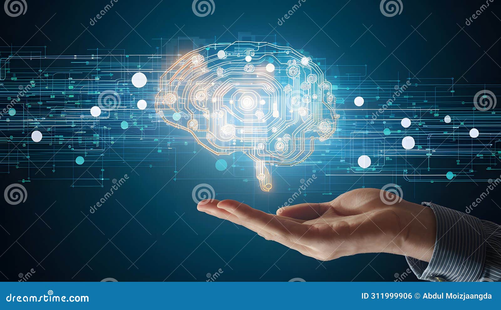 Conversational Intelligence Brain Technology Concept in Abstract ...