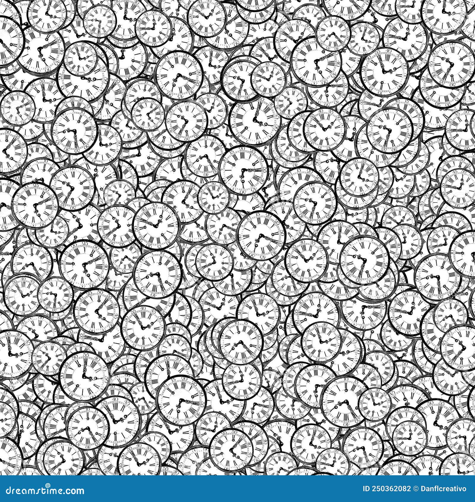 Black and White Vintage Wall Clock Pattern Stock Illustration ...