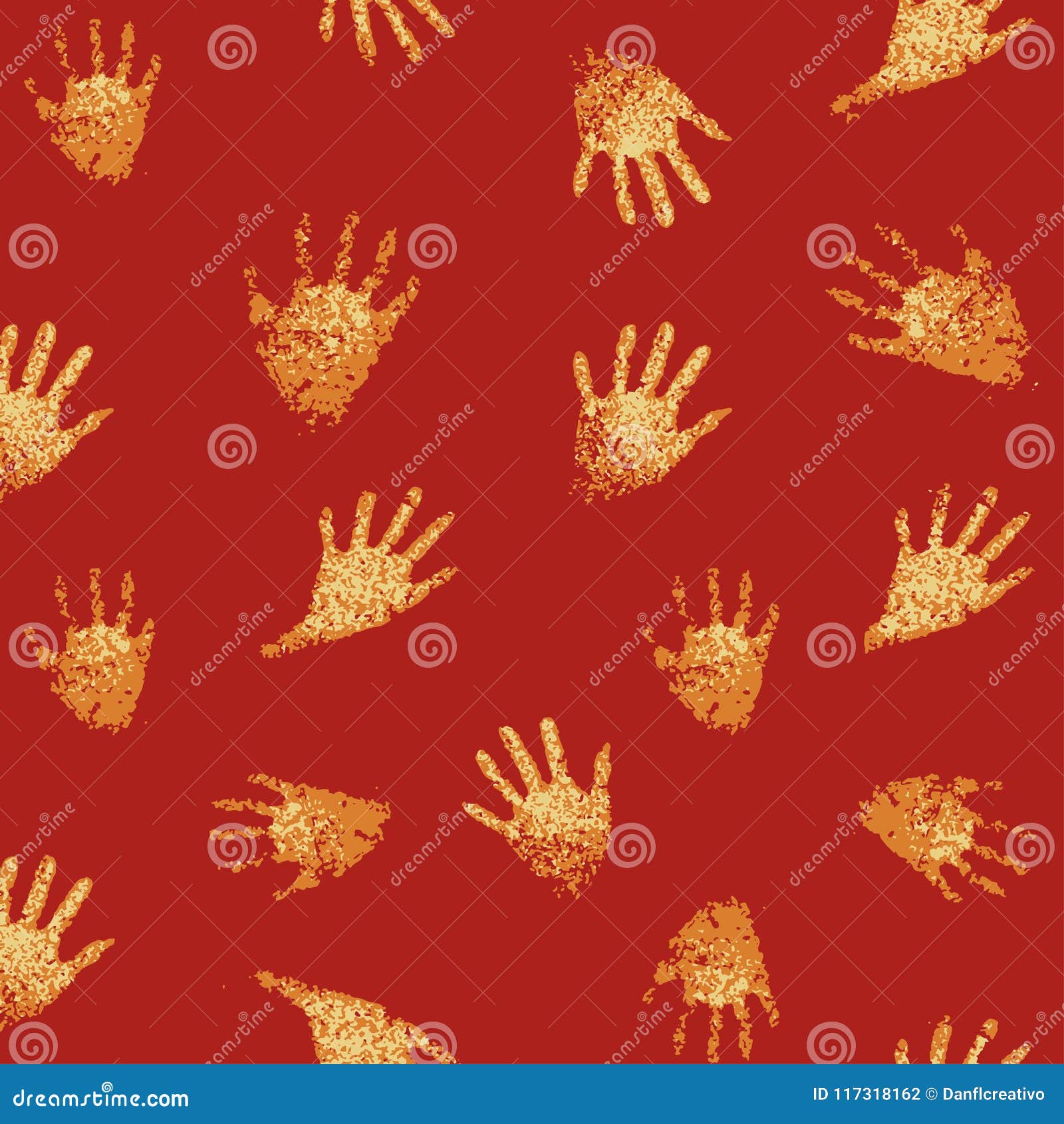 Primitive Art Hands Motif Pattern Stock Vector - Illustration of ...
