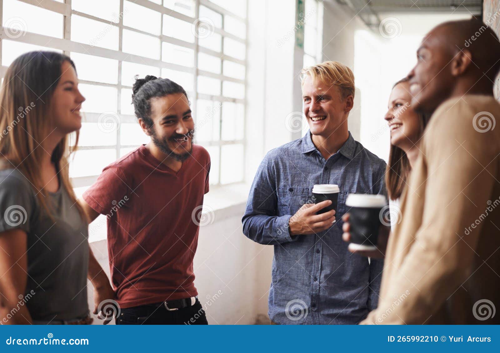 Conversing with Colleagues during Work. a Diverse Group of Friends in a ...