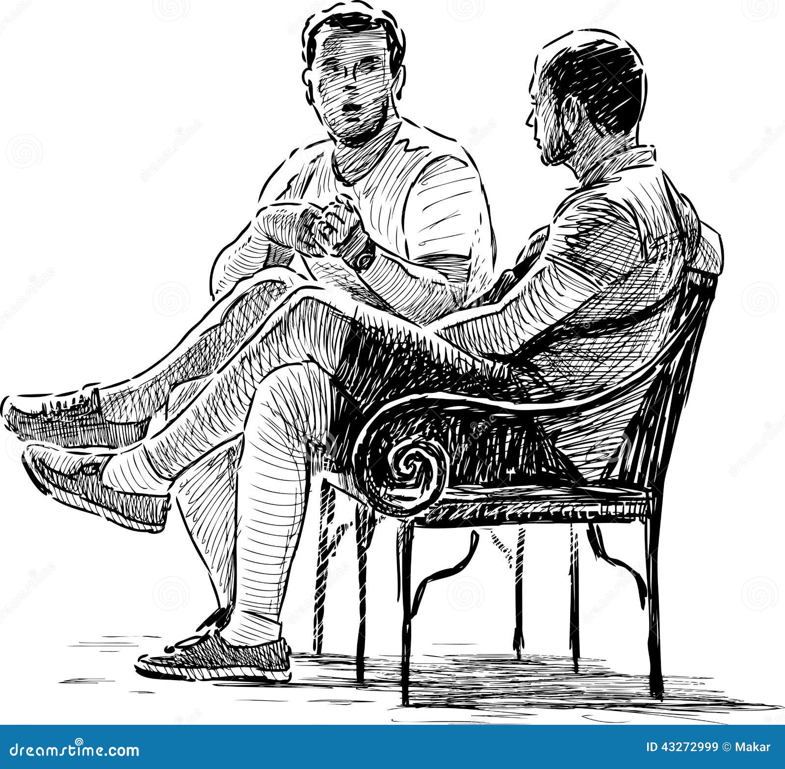 Conversing men stock vector. Illustration of sketch, bench - 43272999