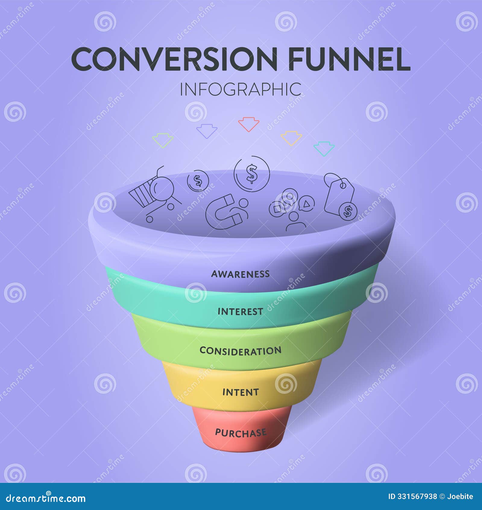 Conversion Funnel Hand Drawn Outline Doodle Icon. Vector Illustration ...