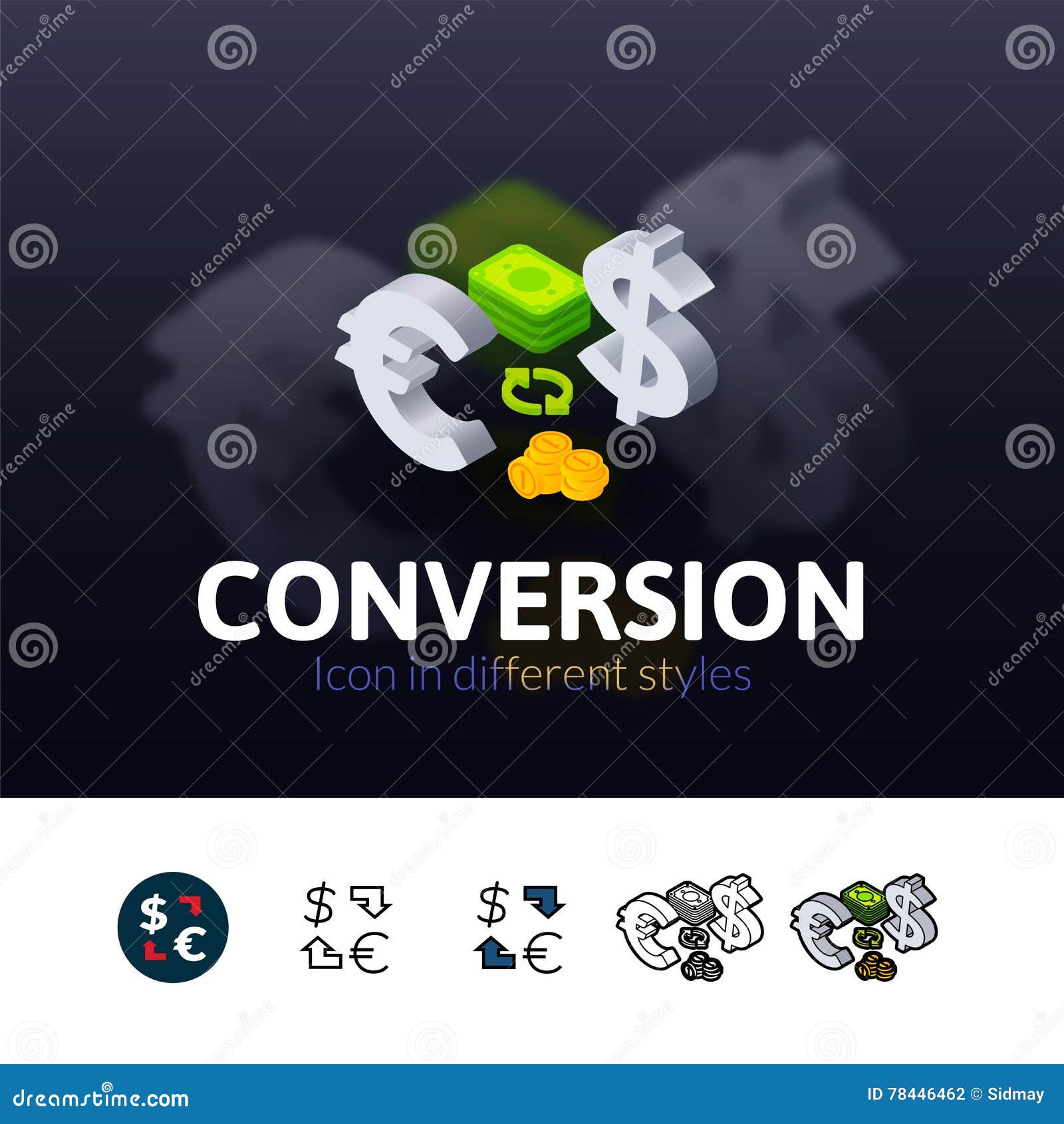 Conversion Icon in Different Style Stock Vector - Illustration of ...