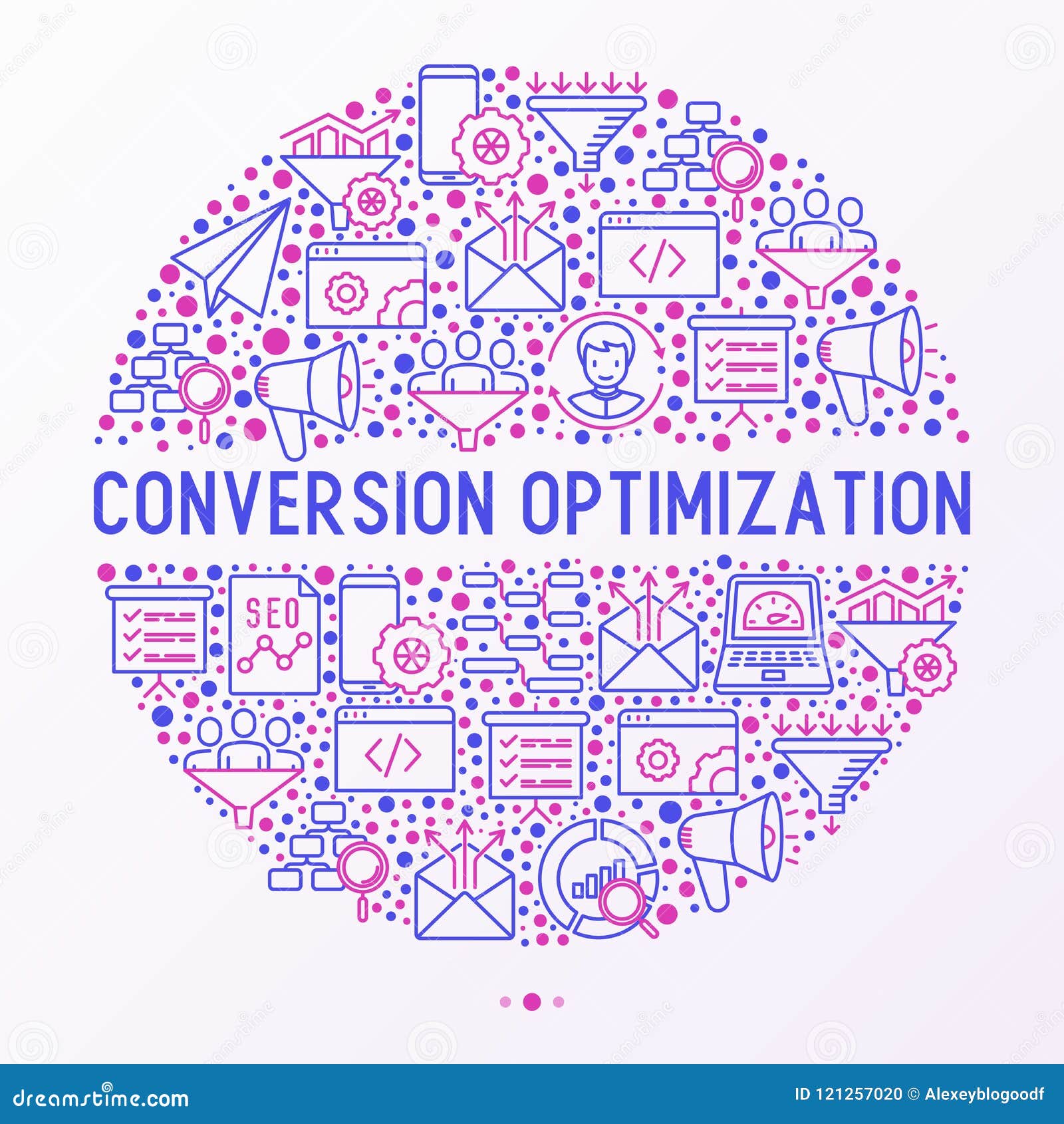 Conversion Optimization Concept in Circle Stock Vector - Illustration ...