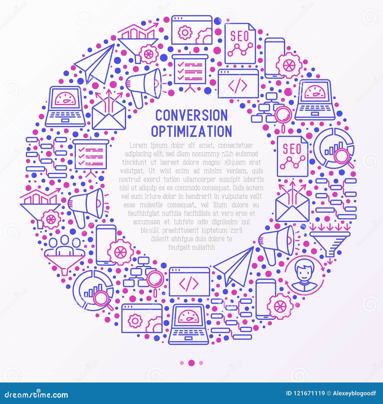 Conversion Optimization Concept in Circle Stock Vector - Illustration ...