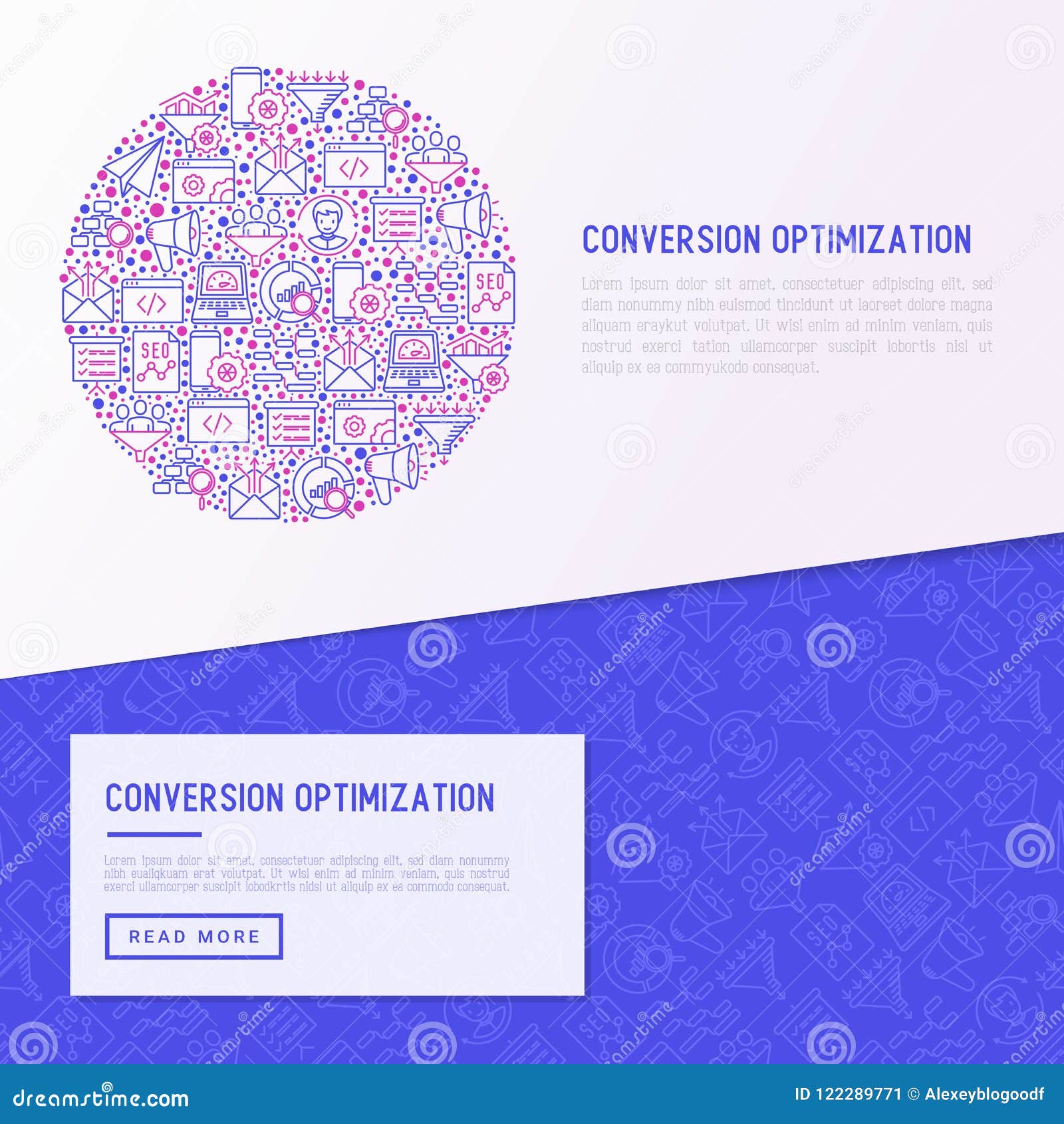 Conversion Optimization Concept in Circle Stock Vector - Illustration of campaign, banner: 122289771