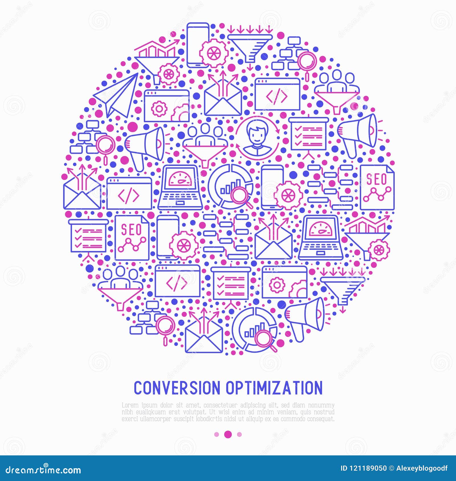 Conversion Optimization Concept in Circle Stock Vector - Illustration ...