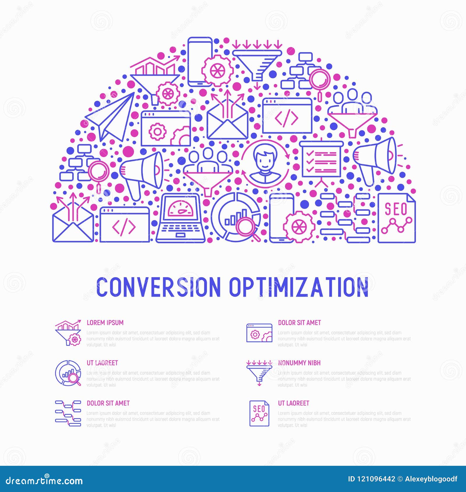 Conversion Optimization Concept in Half Circle Stock Vector - Illustration of leads, convert ...