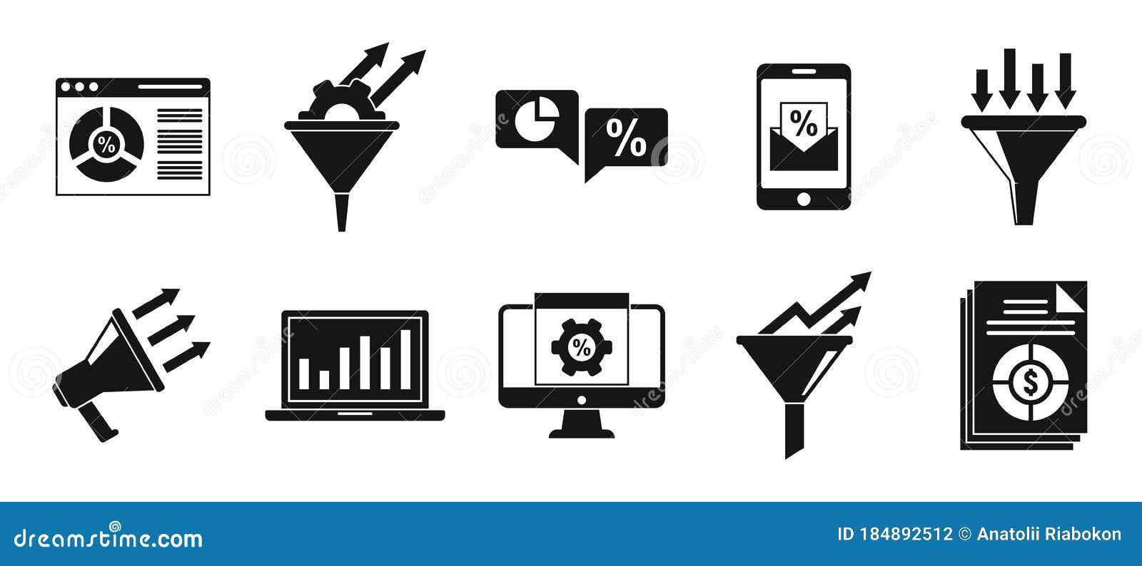 Conversion Rate Funnel Icons Set, Simple Style Stock Vector ...
