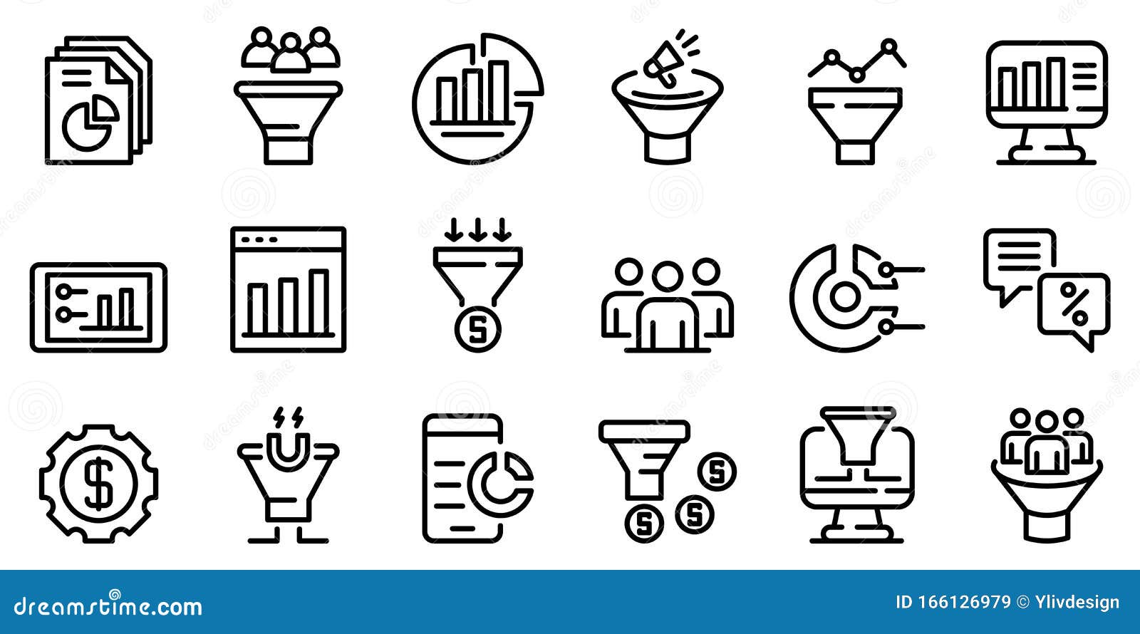 Conversion Rate Icons Set, Outline Style Stock Vector - Illustration of ...