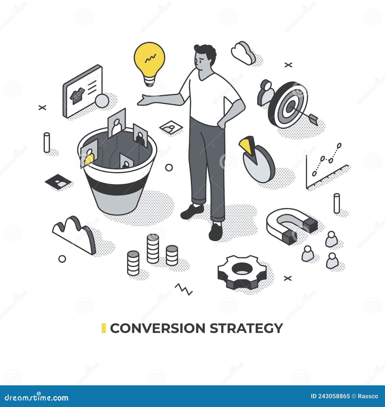 Conversion Strategy Isometric Scene Stock Vector - Illustration of ...