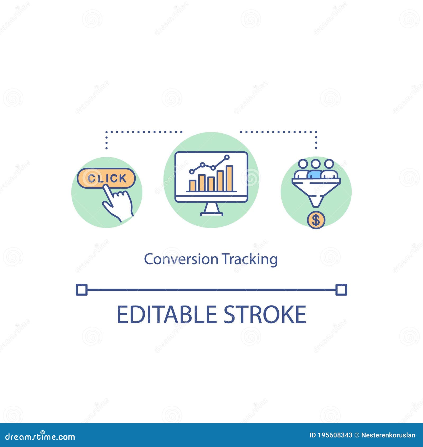 Conversion Tracking Concept Icon Stock Vector - Illustration of line ...