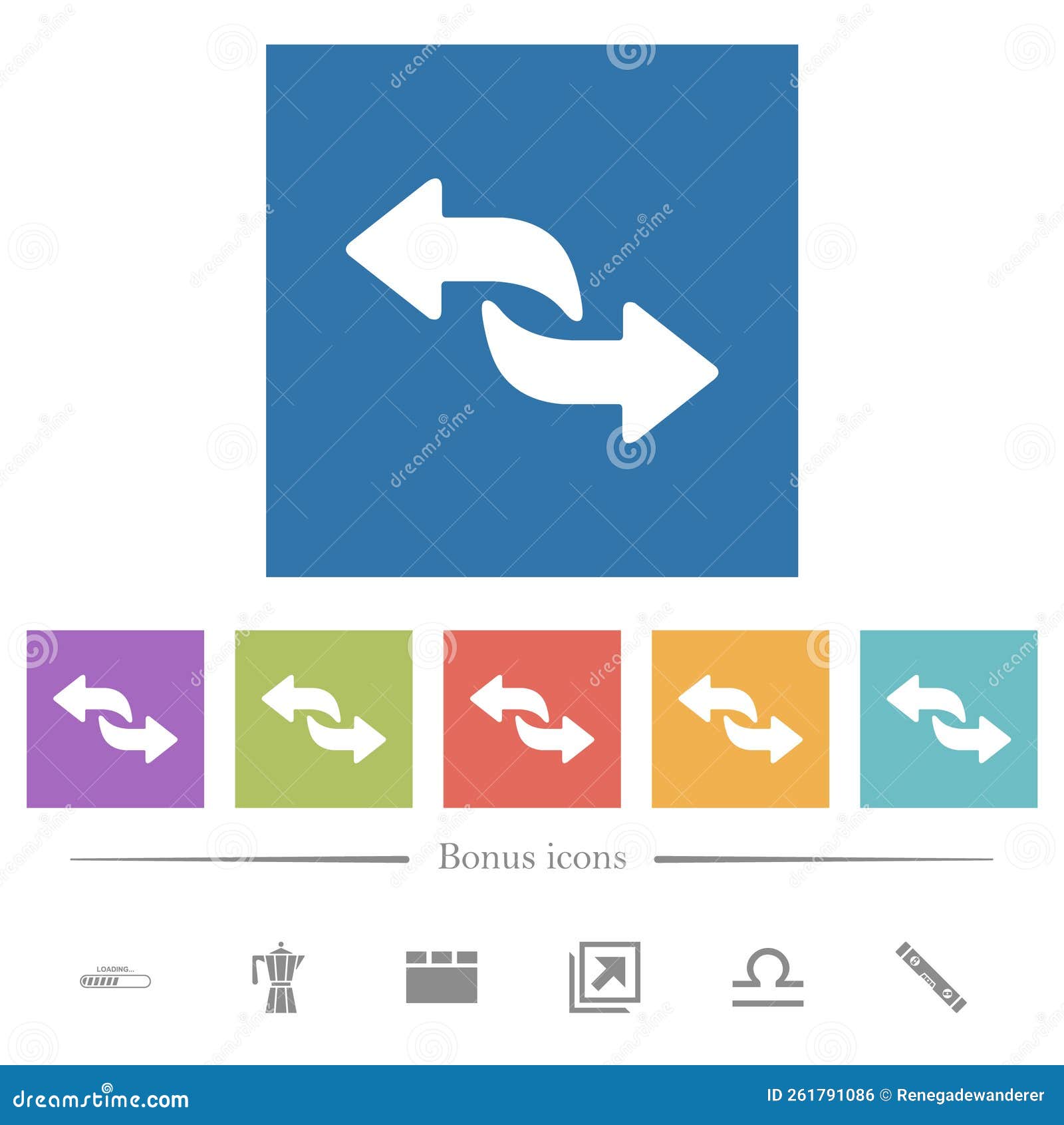 Convert Arrows Solid Flat White Icons In Square Backgrounds Vector ...
